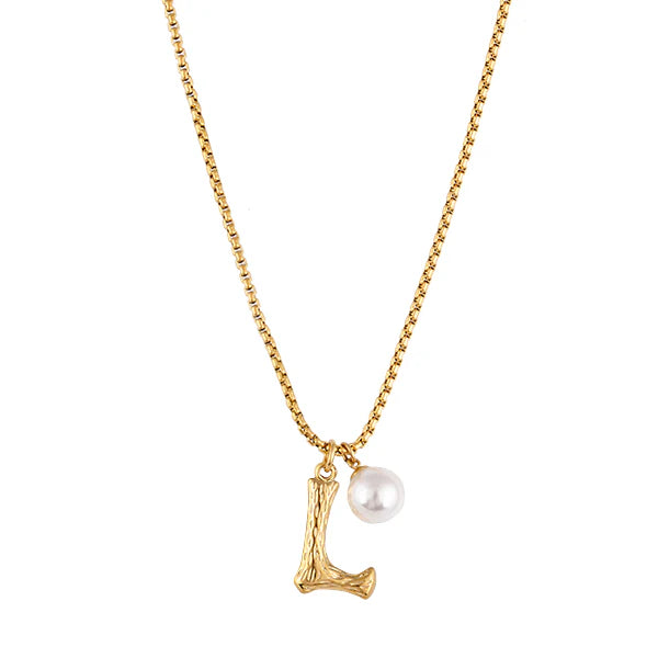 Zahar Pearl Letter L Necklace Gold – Paloma + Co
