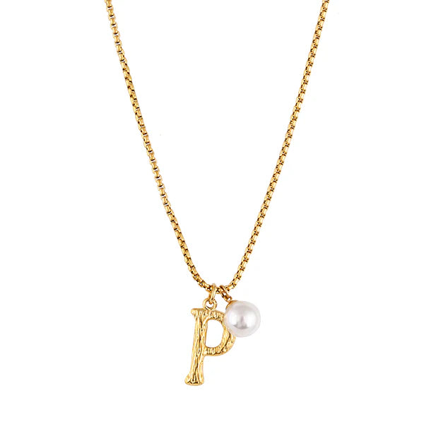 Zahar Pearl Letter P Necklace Gold – Paloma + Co